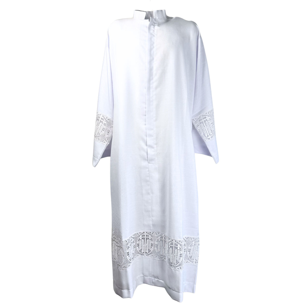 Alba Sacerdotal Blanca Con Galón Litúrgico – Artículos Religiosos Guzmán
